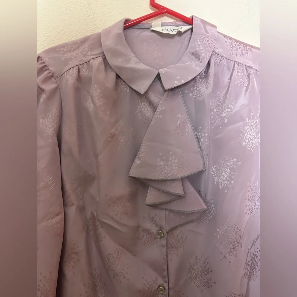 Devon | Tops | Vintage Devon Purple Floral Print Puff Sleeve Button ...